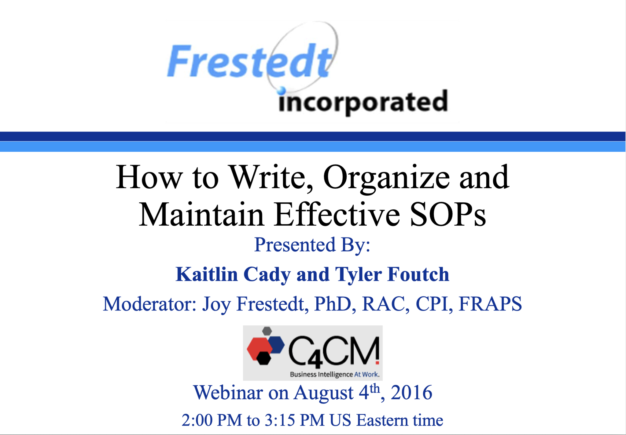 How to Write, Organize and Maintain Effective SOPs - Frestedt Incorporated