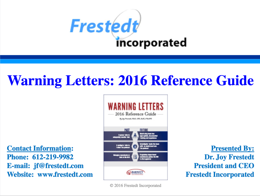 Warning Letters as Training Tools (and tips about book publishing on ...